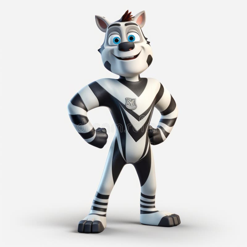 Playful Cartoon Zebra: a Photorealistic Toonami Style Superhero Stock ...