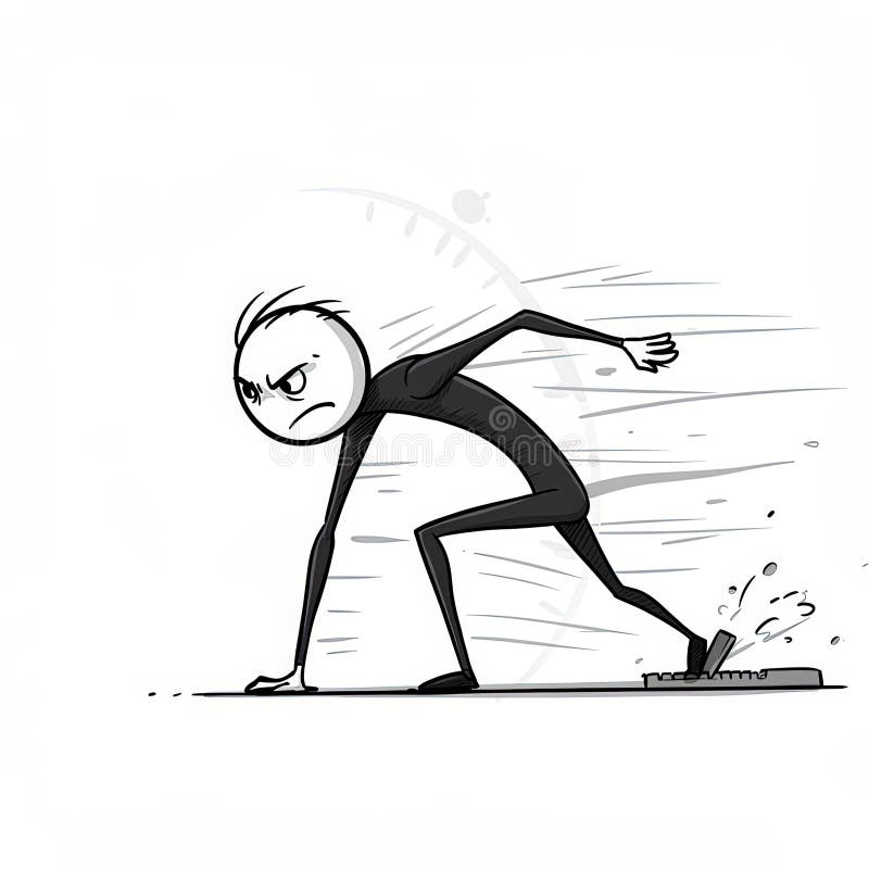 Angry Figure Leaping Over a Trap in a Cartoon Style Stock Illustration ...