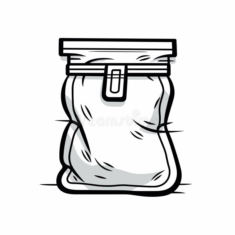 Black and White Ziplock Bag Cartoon Illustration with Clip Stock ...