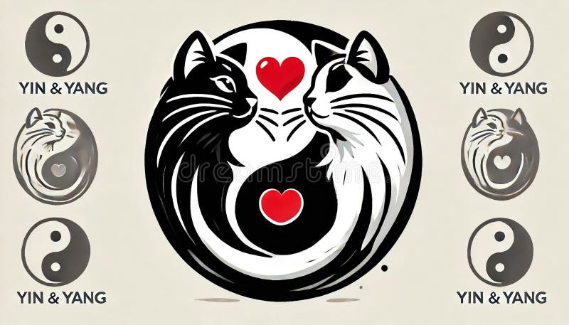 A Black and White Cat Forming a Yin Yang Symbol. AI Generated Stock ...