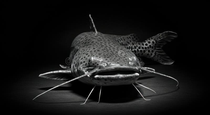 Black and White Catfish Underwater Closeup Portrait Stock Illustration ...