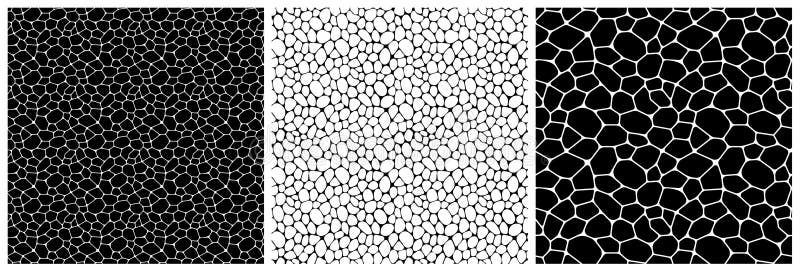 Black and White Cell Seamless Patterns Vector Set. Irregular Geometric ...