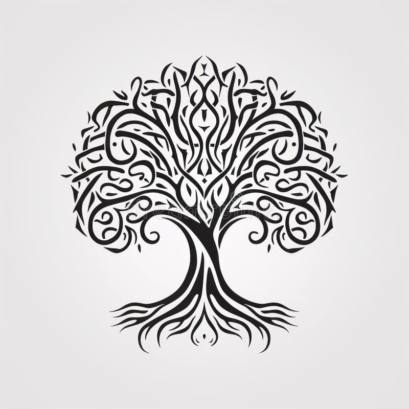 Black and White Celtic Tree Cut from Trunk AI Generated AI Generated ...