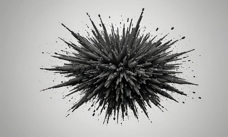 Black and White Chaotic, Radiating Explosion or Burst, with Sharp ...