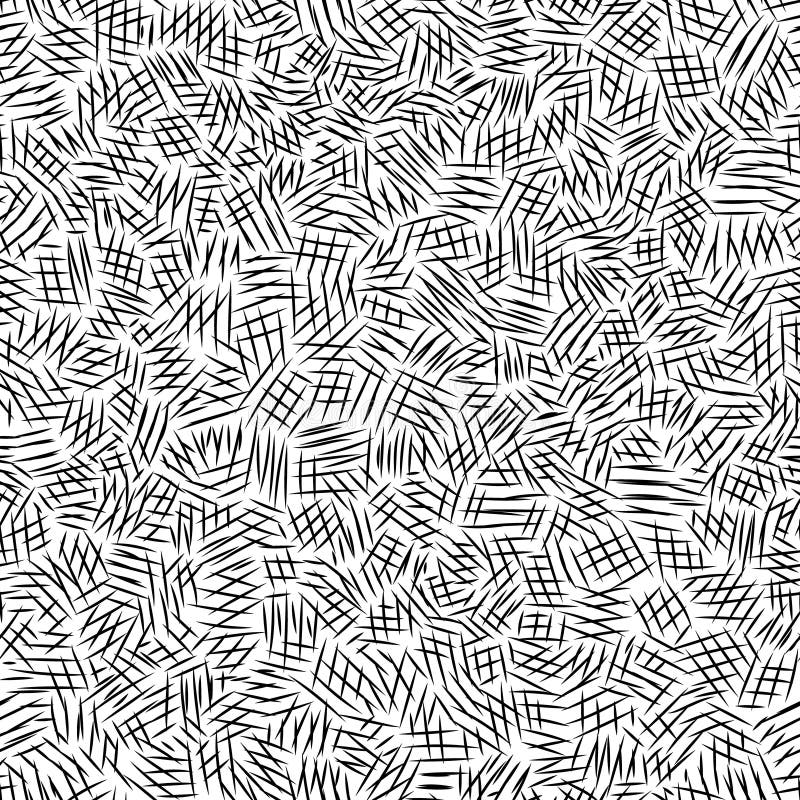 Black and White Chaotic Scratch Hatching Seamless Pattern, Vector Stock ...