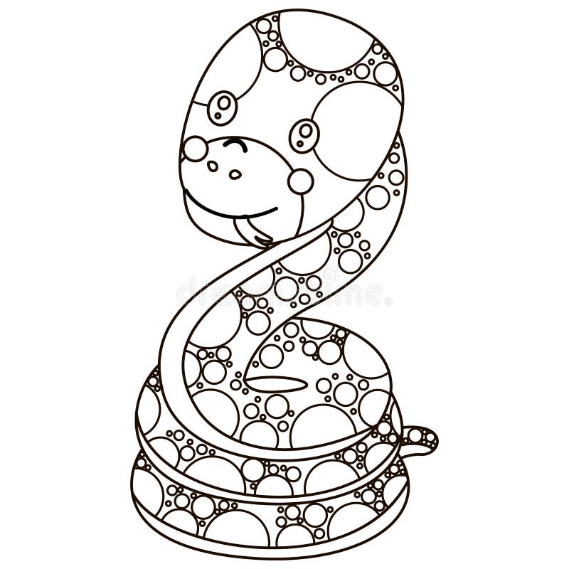 A Black and White Character of a Boa Constrictor with a Protruding ...