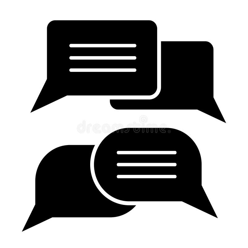 Black and White Chat Icon. Set Dialog Clouds Stock Illustration ...