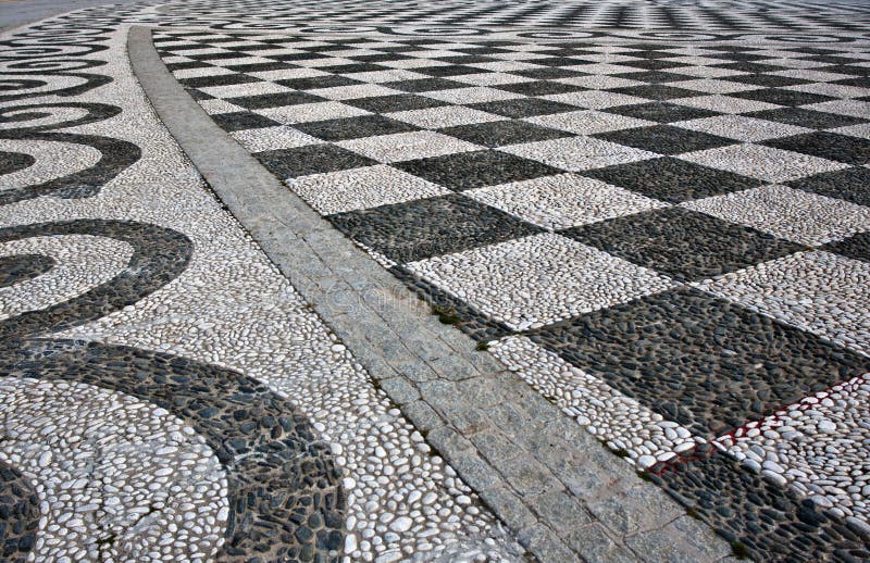 Black and White Checker Floor Tile Pattern Stock Photo - Image of plaza ...