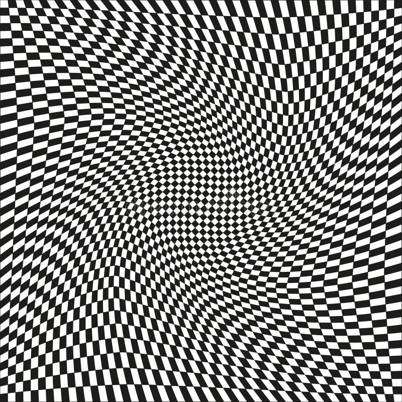 Black White Checker. Optical Illusion Effect. Distorted Square Pattern ...