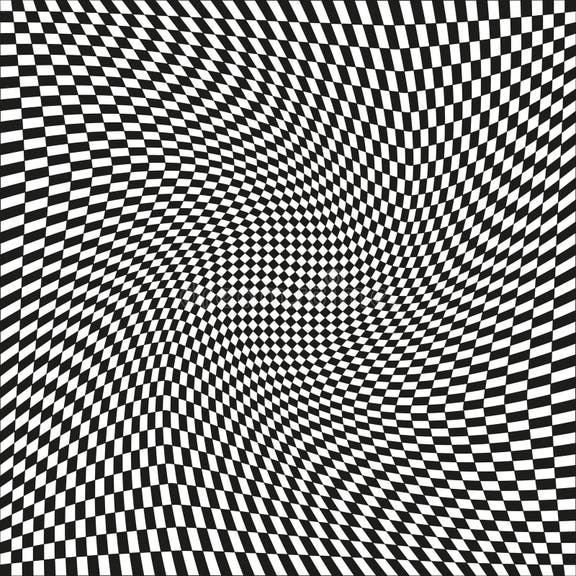 Black White Checker. Optical Illusion Effect. Distorted Square Pattern ...