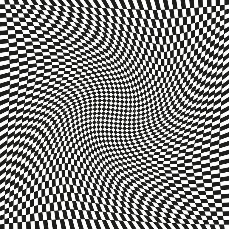 Black White Checker. Optical Illusion Effect. Distorted Square Pattern ...