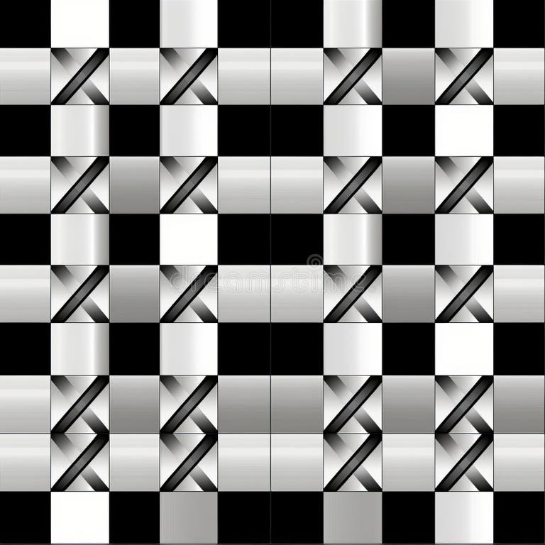 Black and White Checkerboard Design with Metallic Rectangles and ...