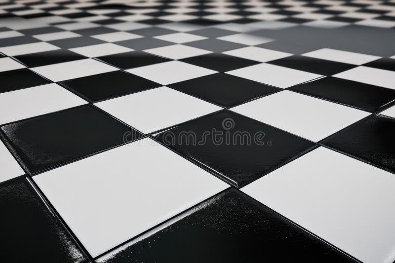 Black and White Checkerboard Floor Pattern with Glossy Finish in a ...