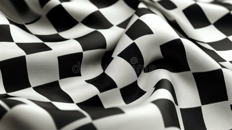 Black and White Checkerboard Pattern on Fabric Surface with Wavy ...
