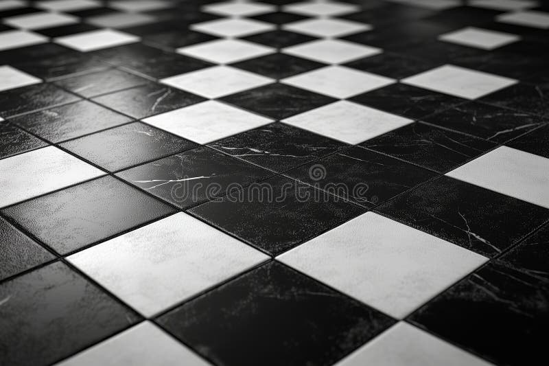Black and White Checkerboard Tiled Floor in a Modern Interior Setting ...