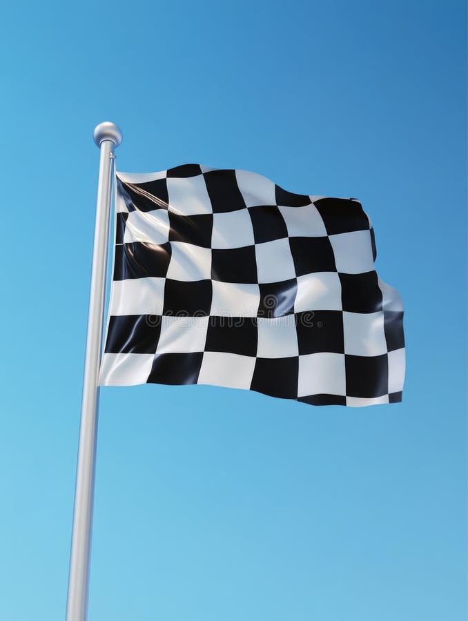 Black and White Checkered Flag Blowing Stock Image - Image of freedom ...