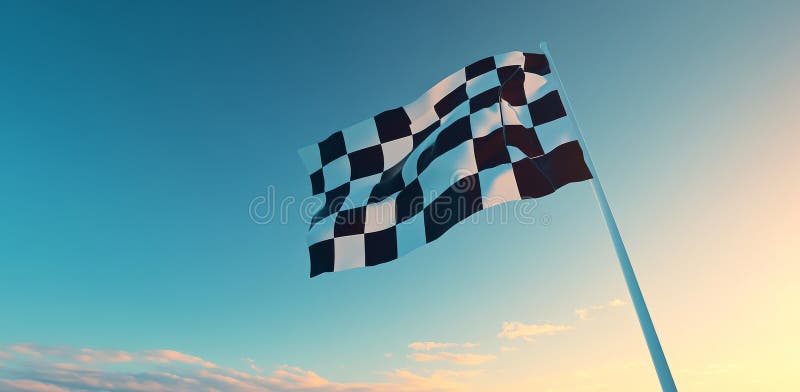 Black White Checkered Flag Waving End Motor Racing Event Stock Photos ...
