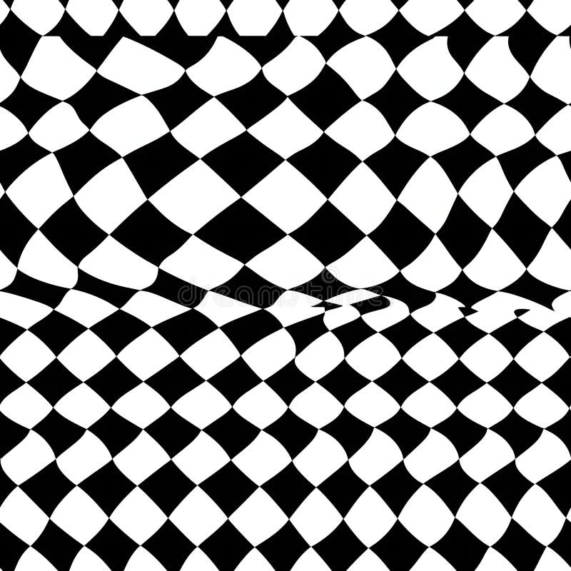 Black and White Checkered Pattern with Wave Distortion. AI Generated ...