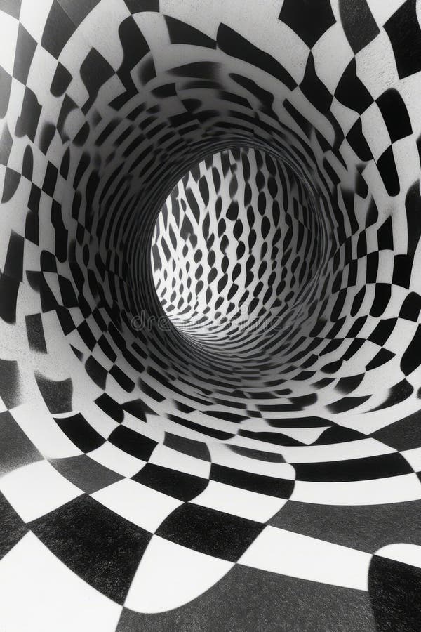 A Black and White Checkered Patterned Wall with a Hole in the Middle ...
