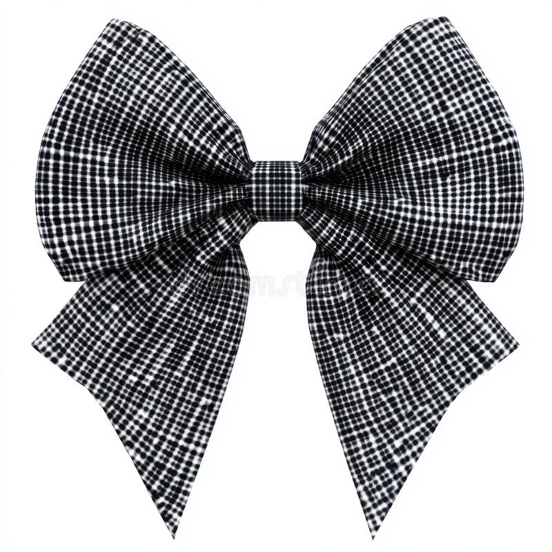 Black and White Checkered Ribbon Bow with Symmetrical Design Stock ...