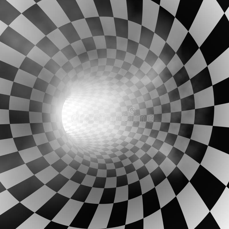 Abstract Checkered Round Tunnel Stock Illustration - Illustration of ...