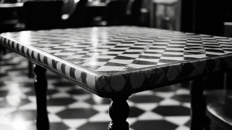 Black and White Checkered Table Stock Illustration - Illustration of ...