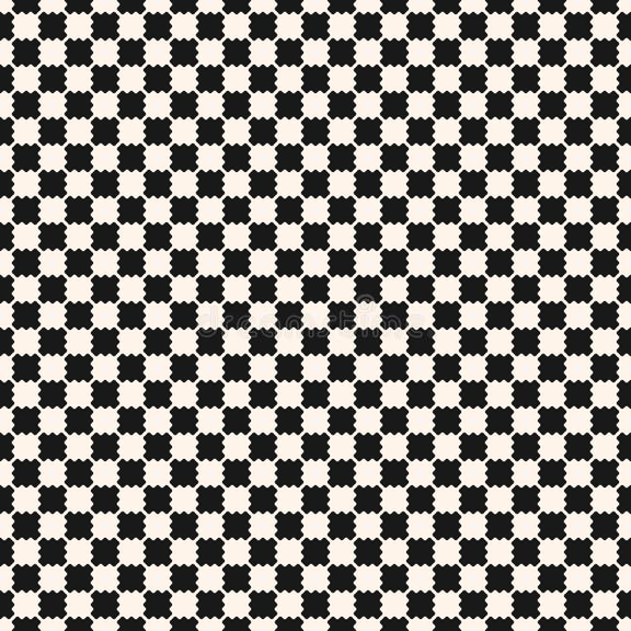 Black and White Checkered Texture. Vector Seamless Pattern with Curved ...