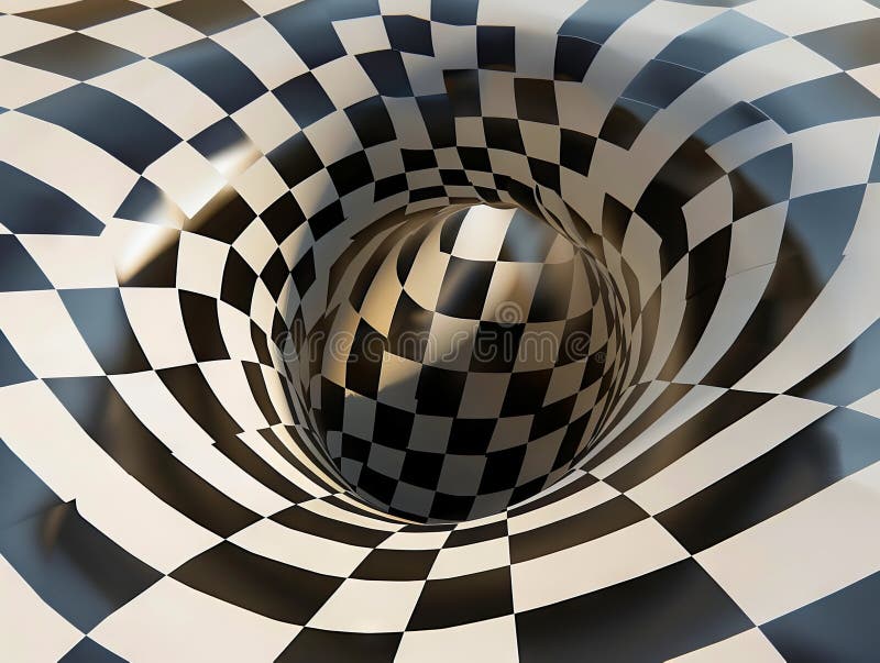 A Black and White Checkered Tunnel with a Hole in the Middle Stock ...