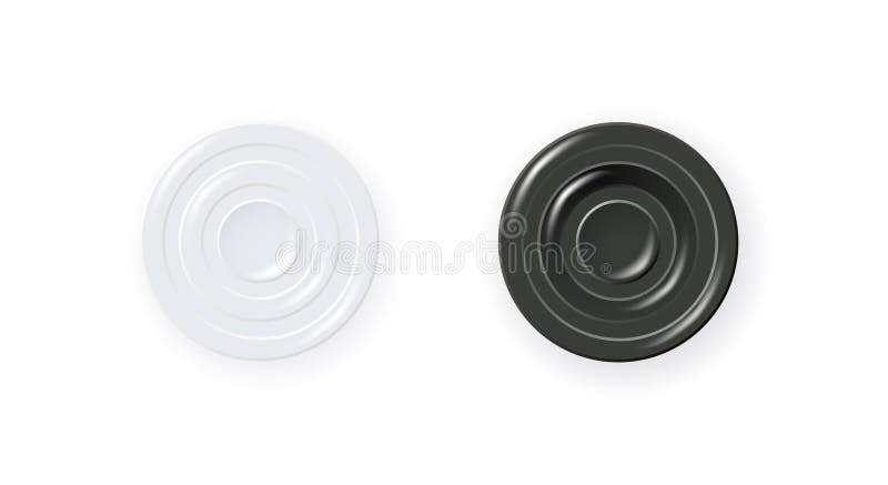 Black and White Checkers Chips. 3d Realistic Round Badge with Circle ...