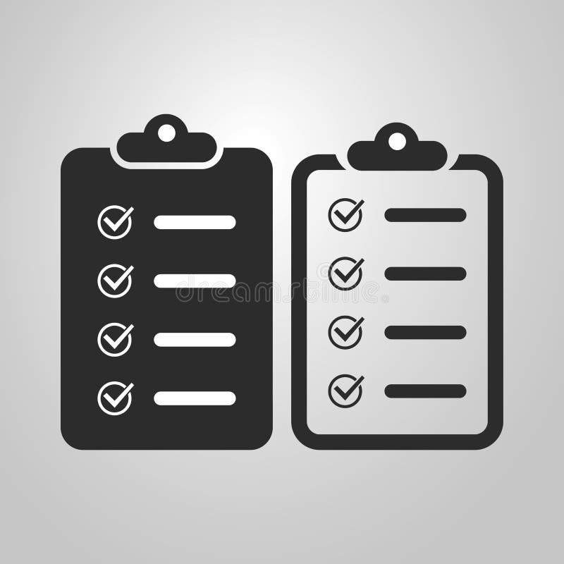 Black and White Checklist Icon Design Set Stock Vector - Illustration ...