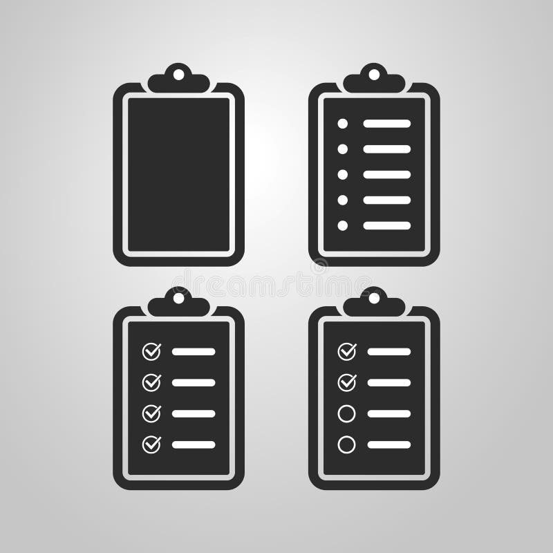 Checklist Icon Design Set Black and White and Linear Version Stock ...