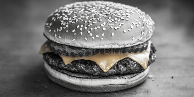Black and White Cheeseburger Stock Photo - Image of burger, life: 380159710