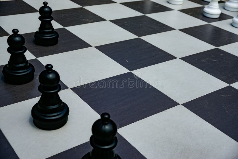 Black and White Chess Board with Black Pawns Stock Image - Image of ...