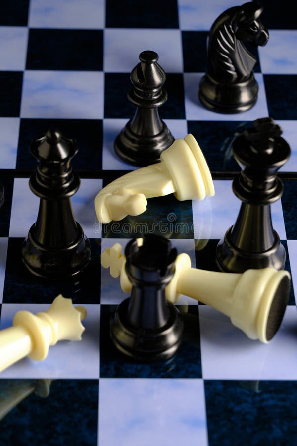 Black and White Chess Pieces on Chess Board Stock Image - Image of ...