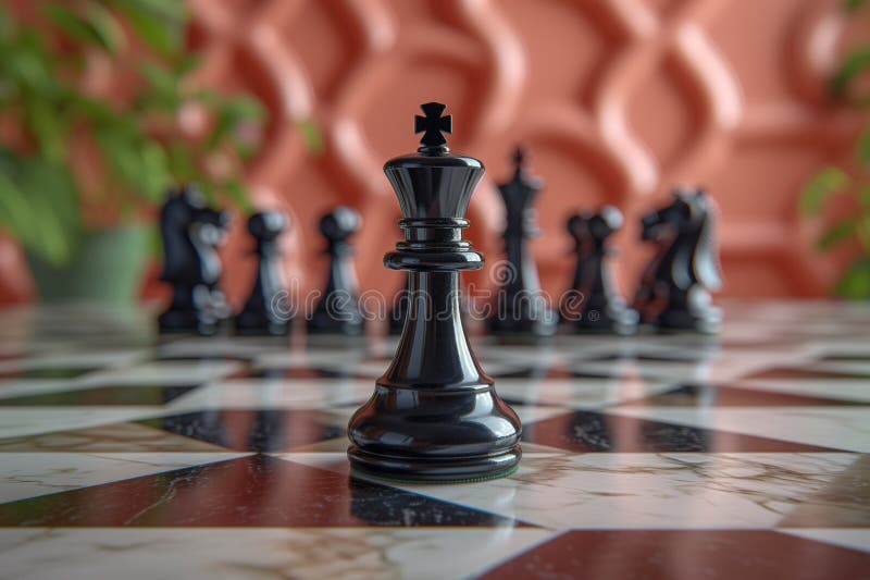 Black and White Chess Figures Board Posing in the Front Stock ...