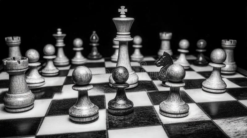Black and White Chess Set on a Dramatic Board Stock Photo - Image of ...