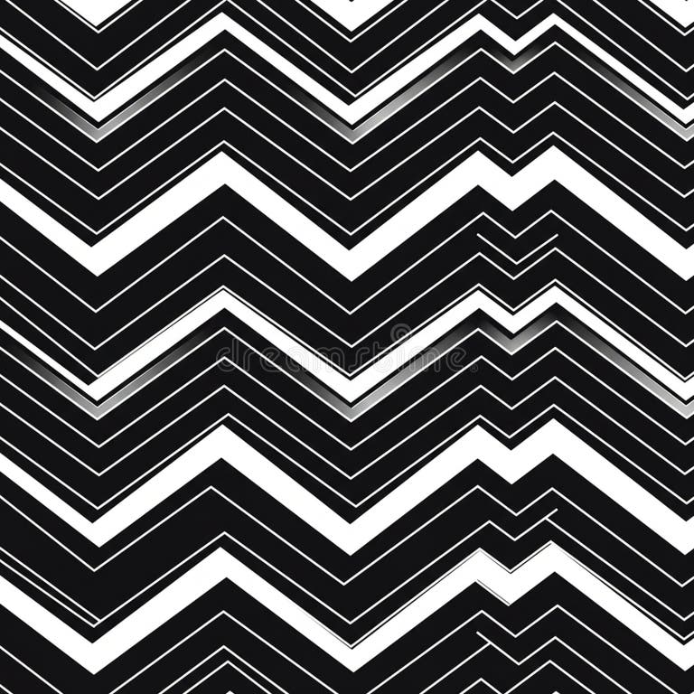 A Black and White Chevron Pattern with a Series of Zigzag Lines Creating a Dynamic, Stock ...