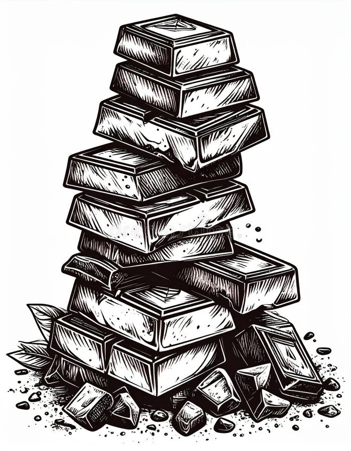 Black and White Chocolate Bars Stack Illustration Stock Illustration ...