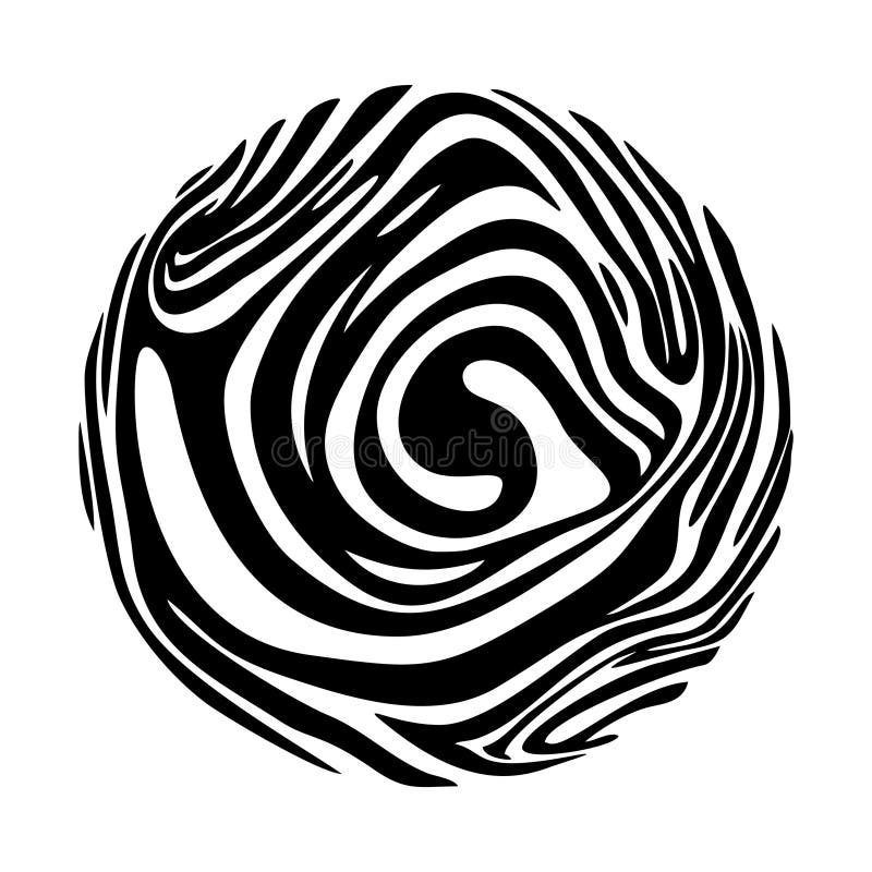 Black and White Circle with Distorted Wavy Stripes. Vector Trippy ...
