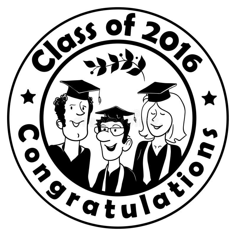 Black and White Circle Label: Class of 2016 in Doodle Style Stock ...