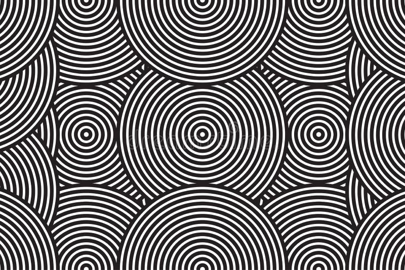 The Black and White Circle Pattern of Lines Abstract Background. Vector ...