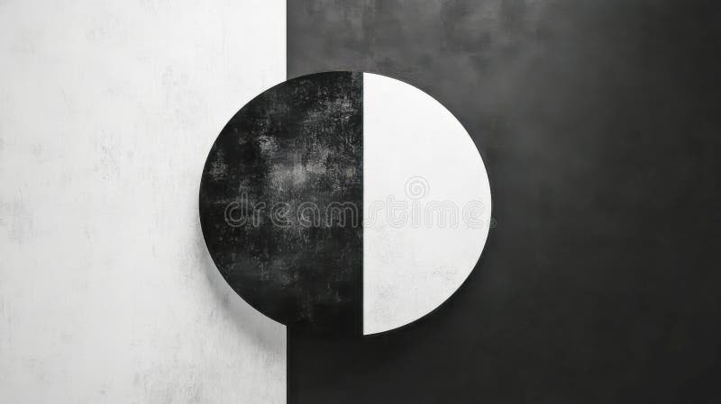 Black and White Circle Split on Textured Background Representing ...