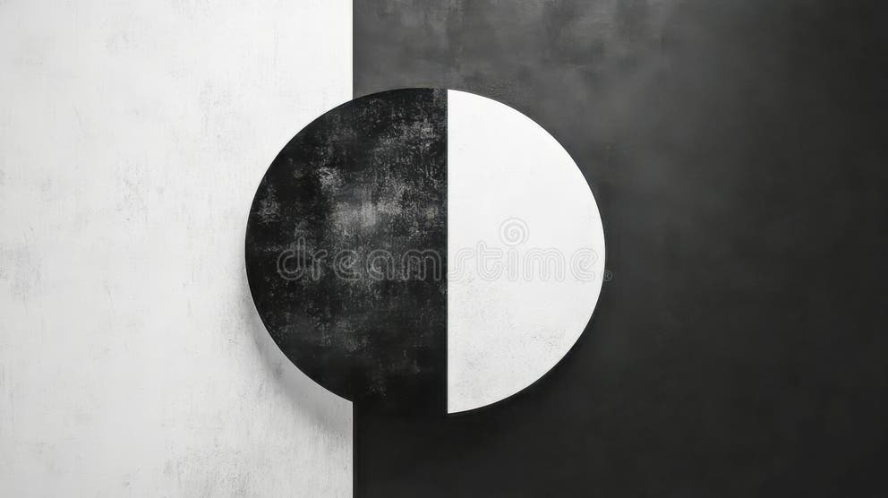 Black and White Circle Split on Textured Background Representing ...