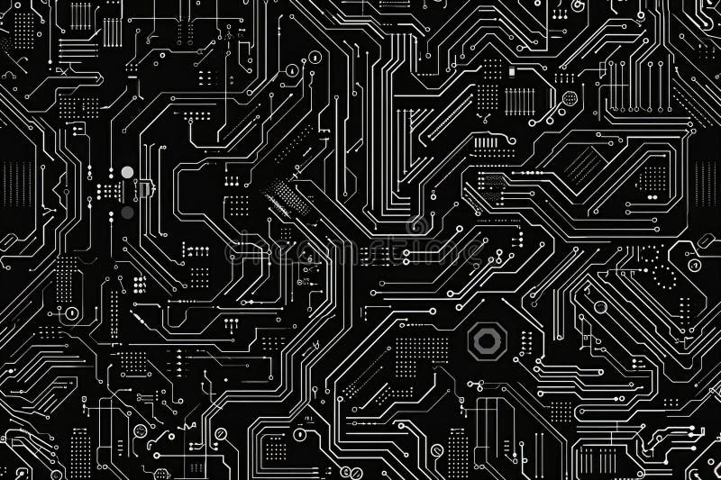 A Black and White Circuit Board Pattern. Suitable for Technology and ...