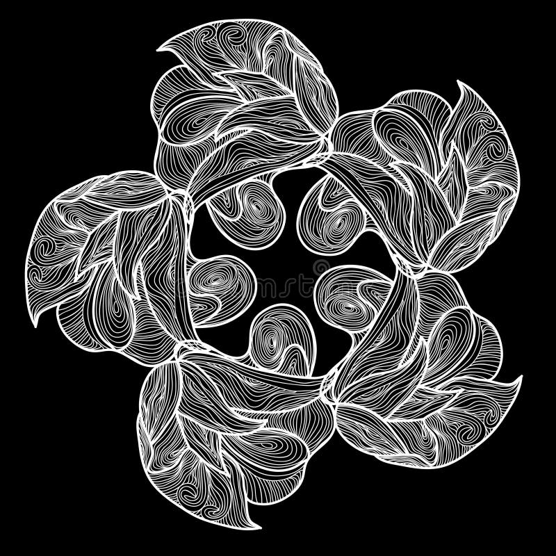 Black and White Circular Pattern Drawn by Hand. Stock Vector ...