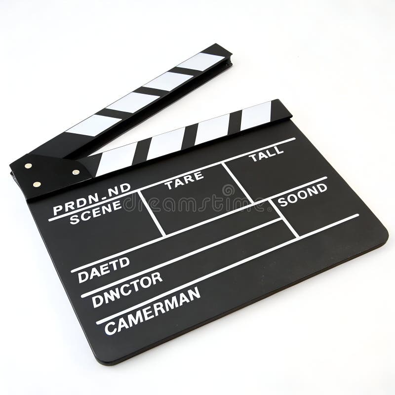 Black and White Clapper Board Isolated on White Background Stock ...