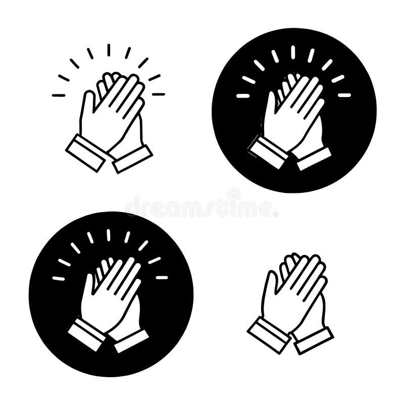 Black and White Clapping Hands Icons with Simple Design Stock ...