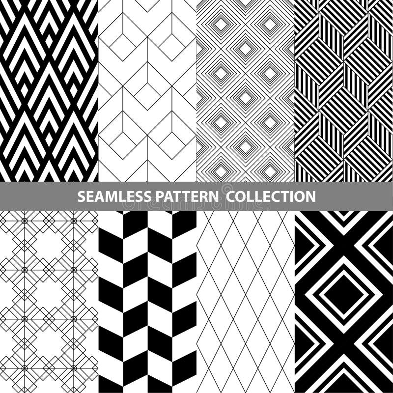 Black White Classic Line Zigzag Vector Abstract Geometric Seamless ...