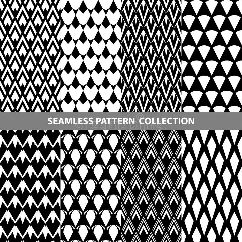 Black White Classic Line Zigzag Vector Abstract Geometric Seamless ...