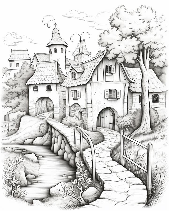 Black and White Clean Coloring Page for Kids and Adults Stock ...